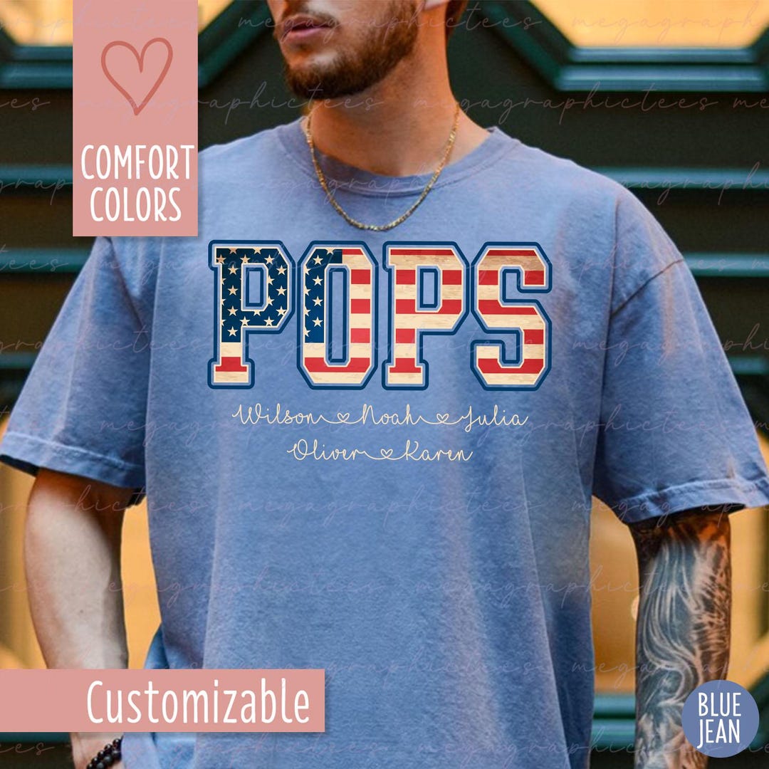 Comfort Colors Pops Shirt With Kid Names, Personalized Patriotic Pops ...