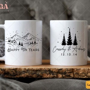 Personalized Tin Years Mug, Tin Year Anniversary Mug, Tin Year ...