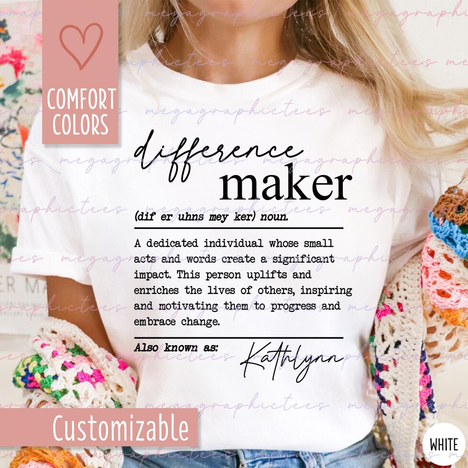 Comfort Colors Difference Maker Shirt, Personalized Difference Maker ...