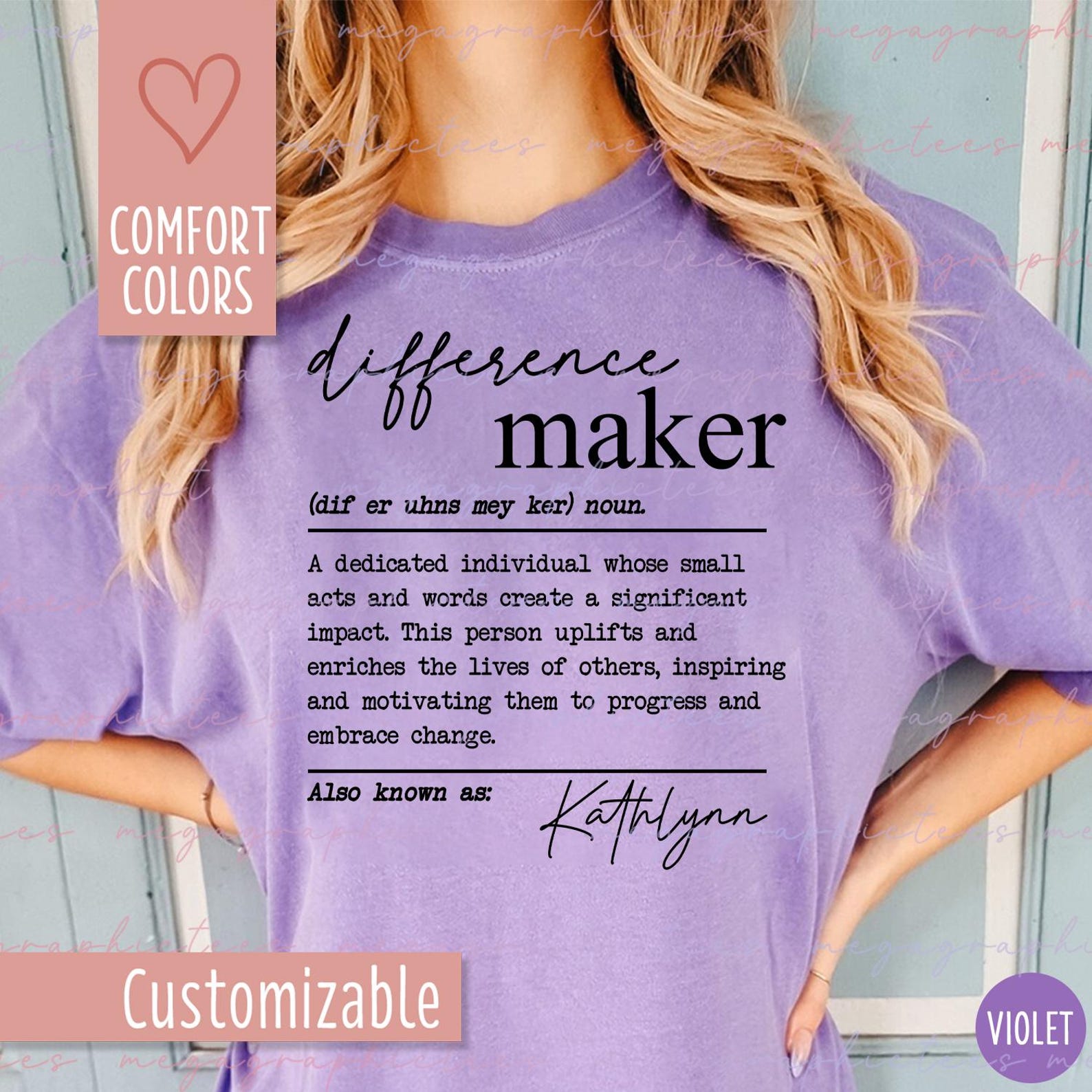 Comfort Colors Difference Maker Shirt, Personalized Difference Maker ...