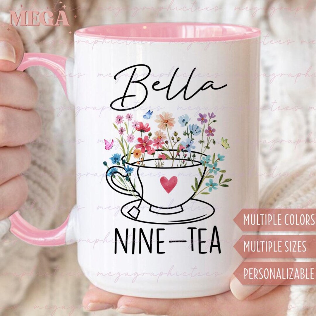 Nine Tea Mug, Custom 90th Birthday Mug, Personalized Gift for 90th ...