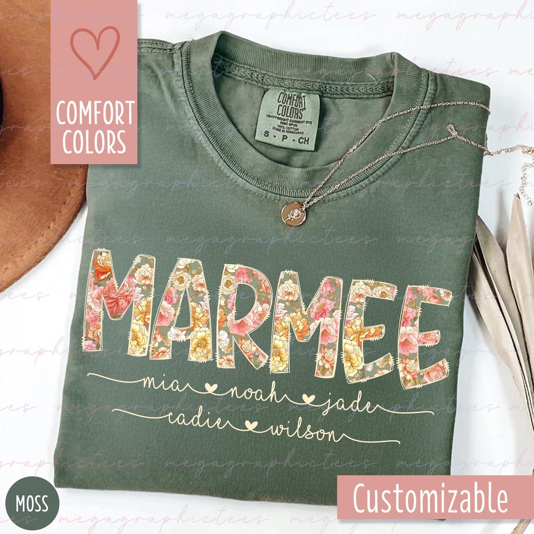 Comfort Colors Floral Marmee Shirt, Personalized Marmee Shirt, Flowers ...