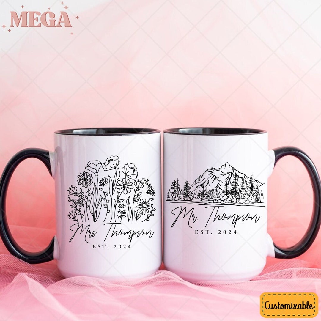 Mr & Mrs Mug, Husband Wife Mugs, Husband and Wife Personalized Mug ...