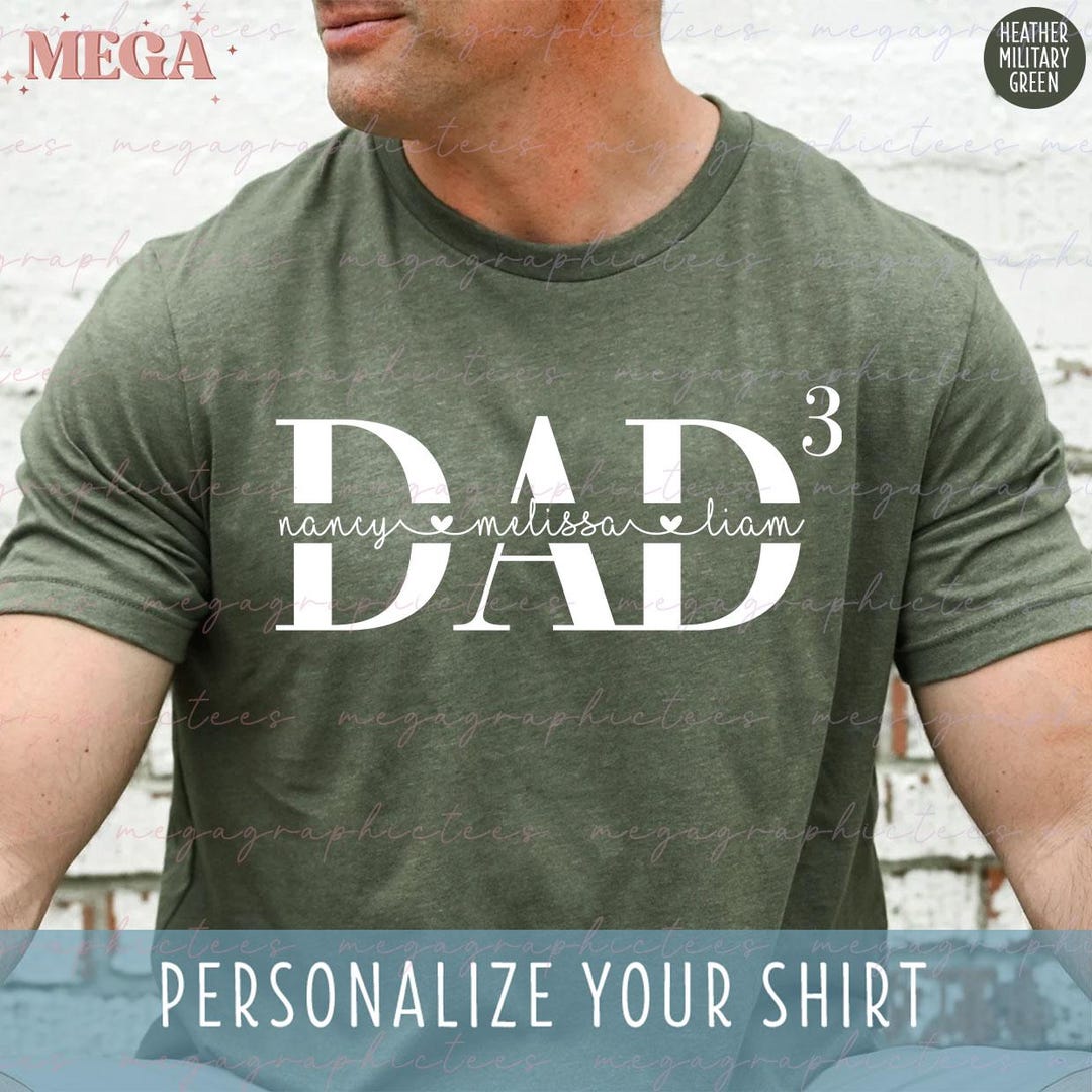Custom Dad of 3 Kids Shirt, Personalized Dad of 3 Shirt, Triplet Dad ...