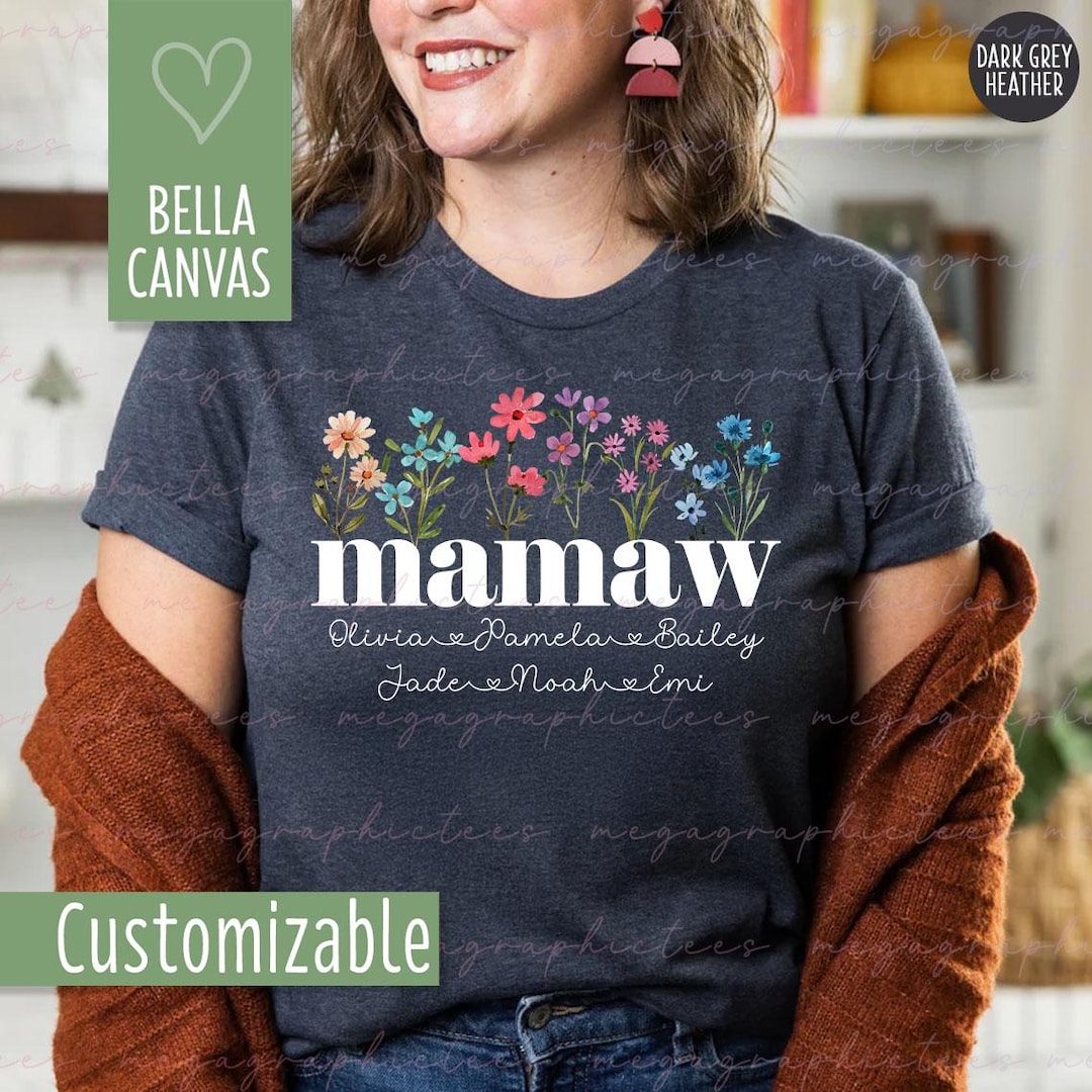 Personalized Mamaw Shirt Custom Mamaw Shirt, Floral Mamaw Shirt, Mamaw ...