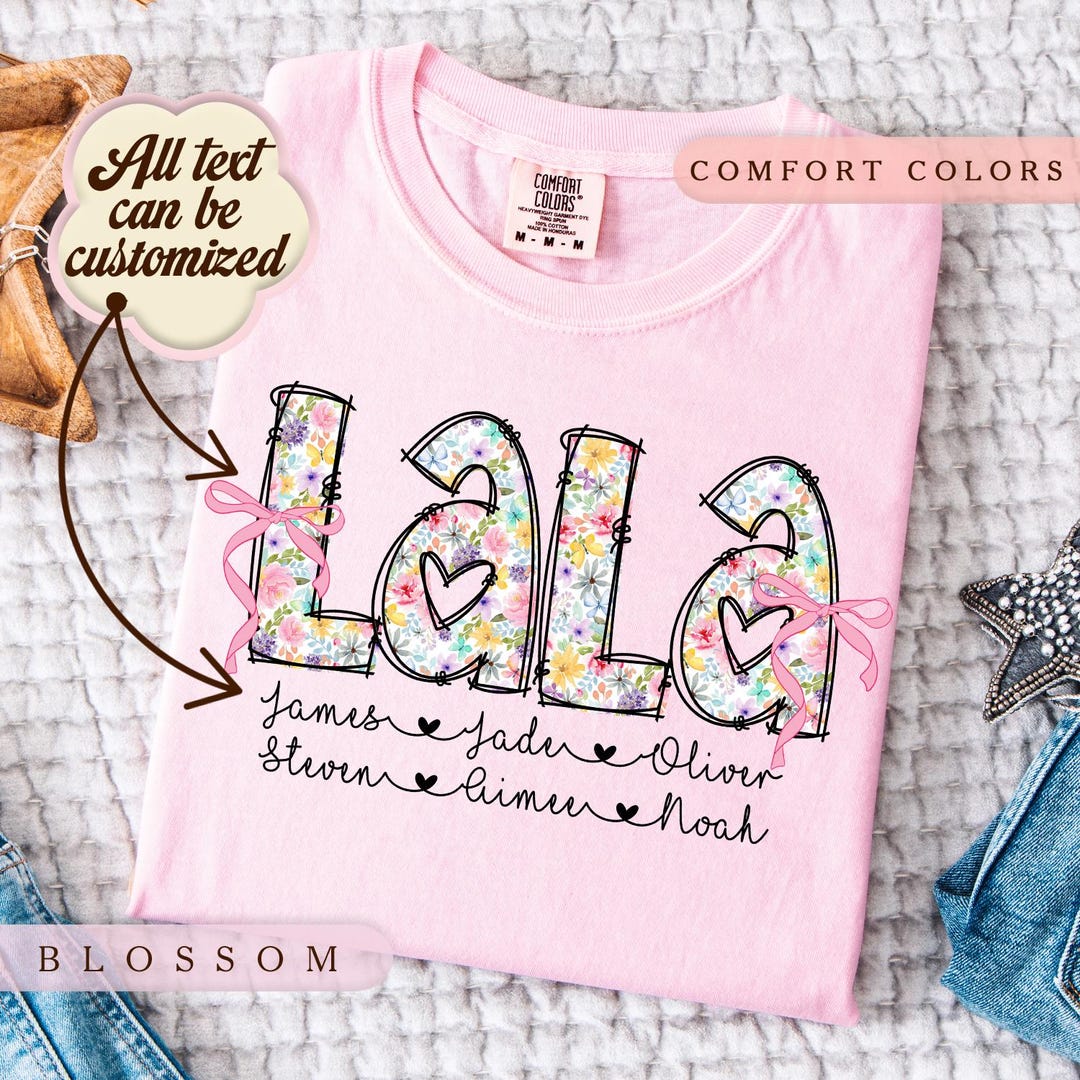 Personalized Lala Shirt, Lala With Kids' Names Shirt, Comfort Colors ...