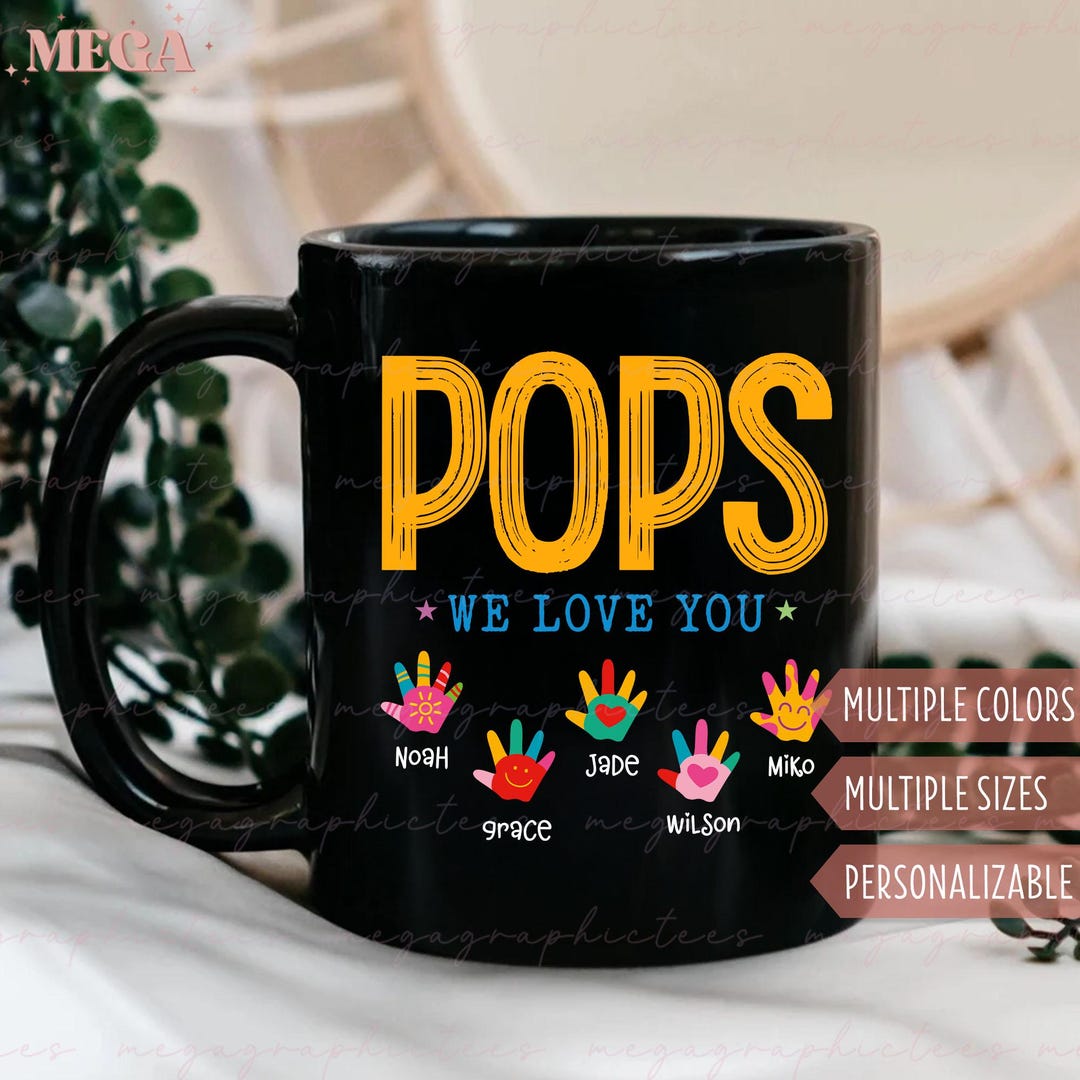 Pops Mug With Grandkids' Names, Custom Grandpa Mug, Personalized Gift ...