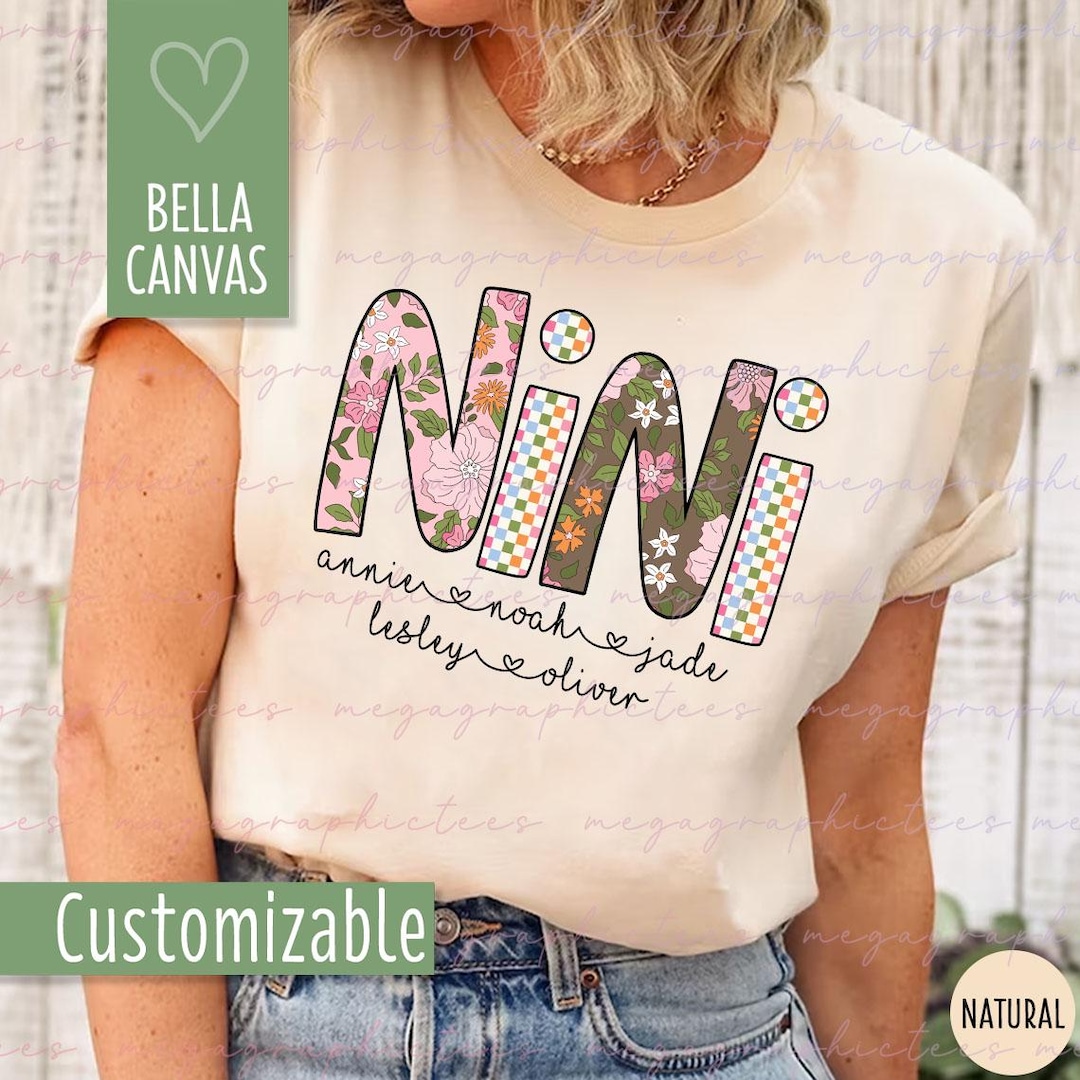 Personalized Preppy Nini Shirt, Floral Nini Shirt, Gift for Nini, Gift ...