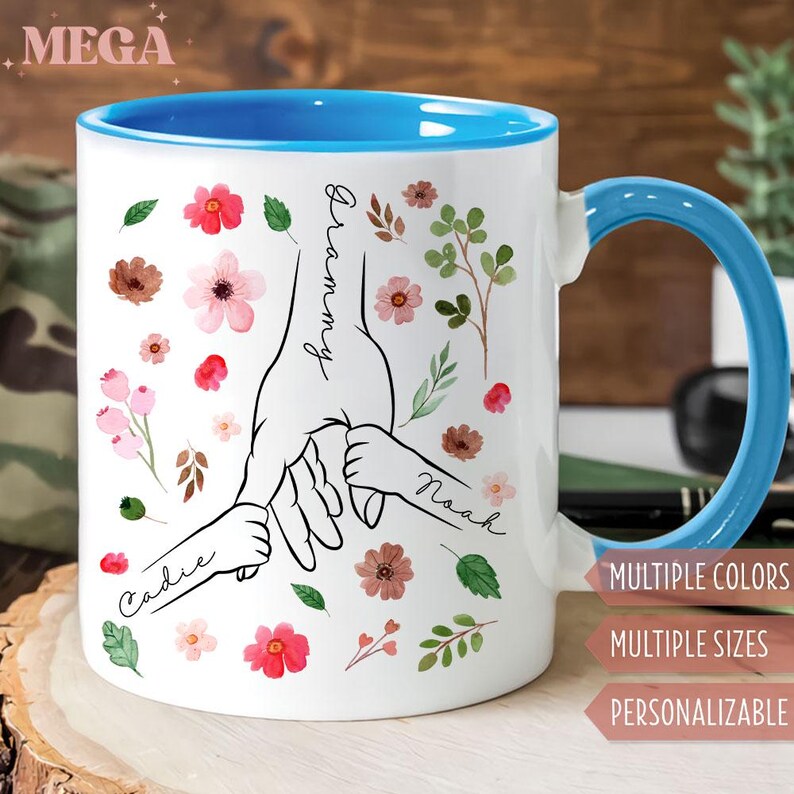 Personalized Mom Mug, Custom Holding Mom Hands Mug, Mom Mug With Kids ...