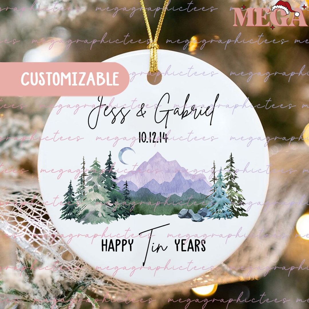 Personalized Tin Years Ceramic Ornament, Customized Husband Wife Gift ...