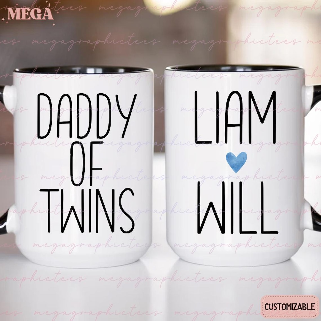 Daddy of Twins Mug, Personalized Twin Dad Mug, Custom Twin Father Cup ...