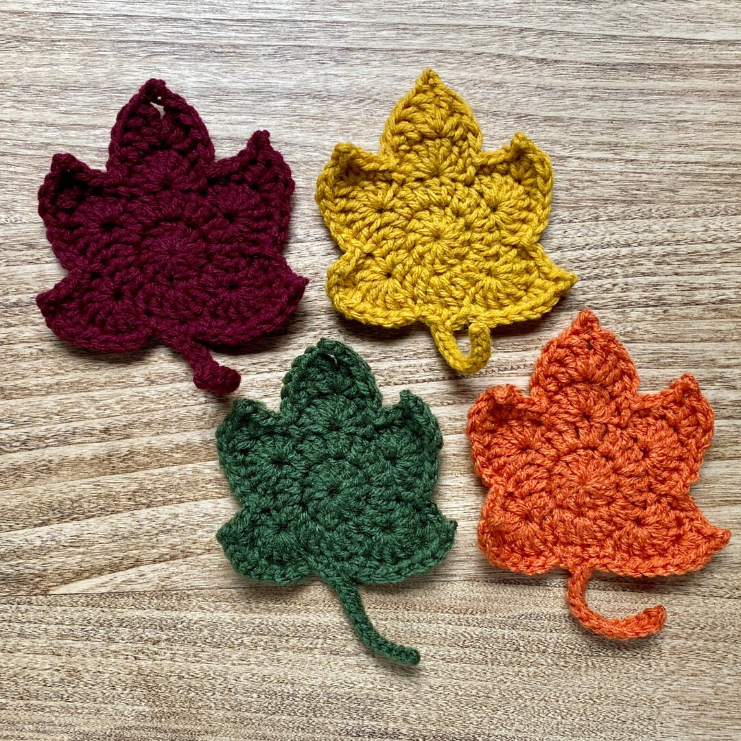 Crochet Maple Leaves Autumn Coaster Set - Etsy