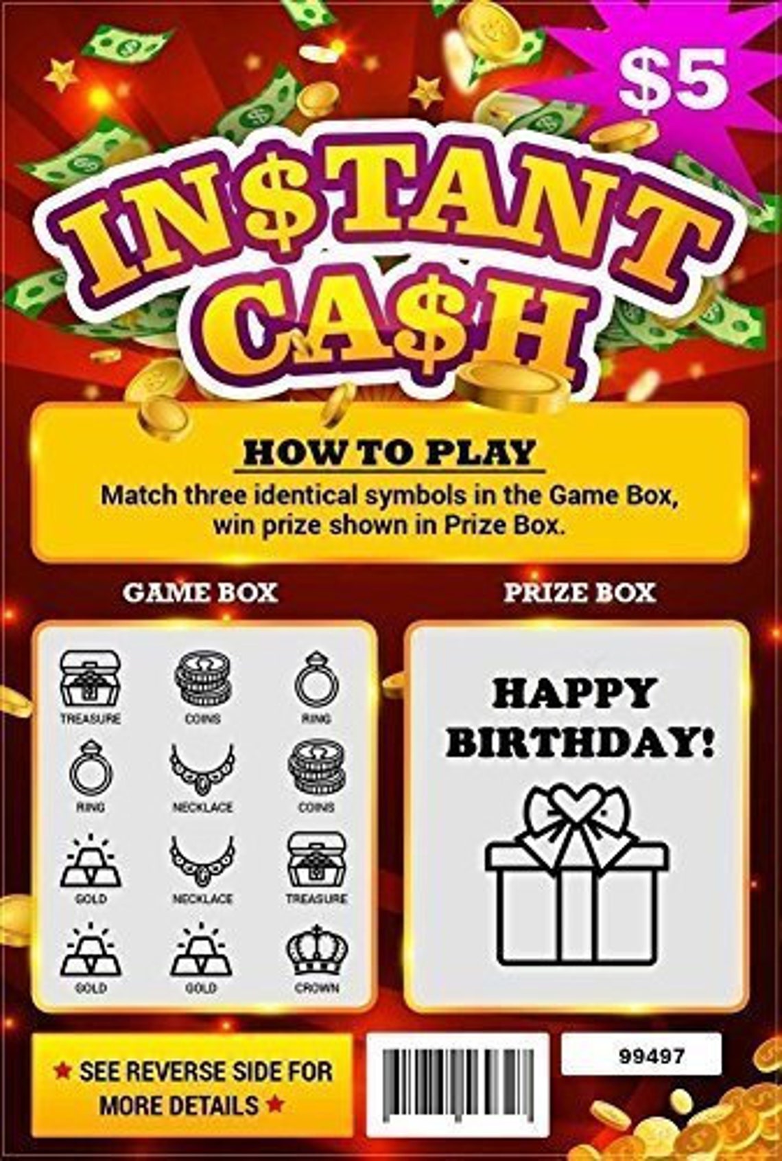 Funny Birthday Card Fake Scratch off Lottery Ticket Prank - Etsy