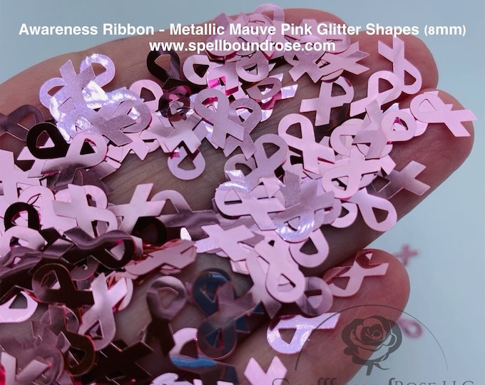 Mauve Pink Awareness Ribbon Glitter, Metallic Pink Ribbon, Ribbon ...