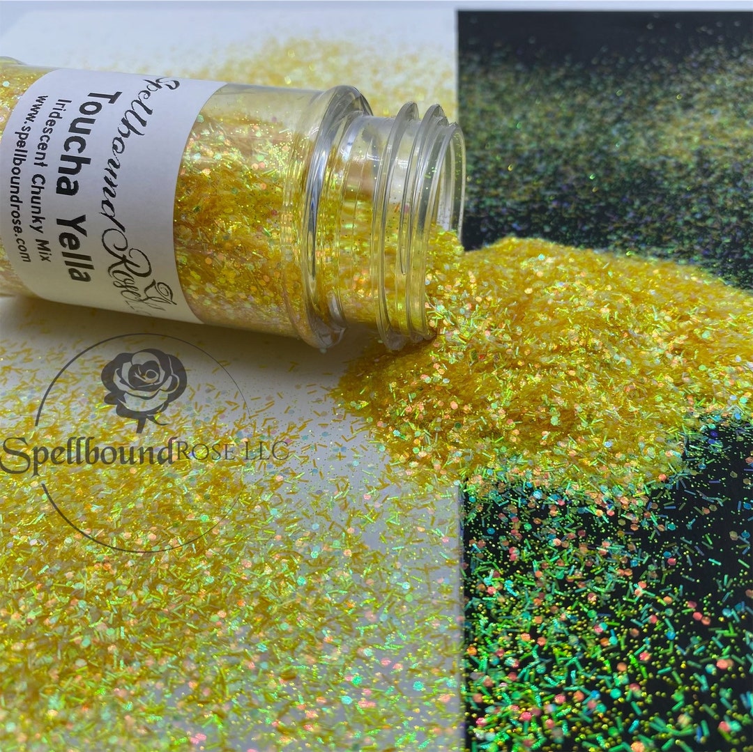 Iridescent Yellow Chunky Mix Glitter, Yellow Glitter, Polyester Chunky ...