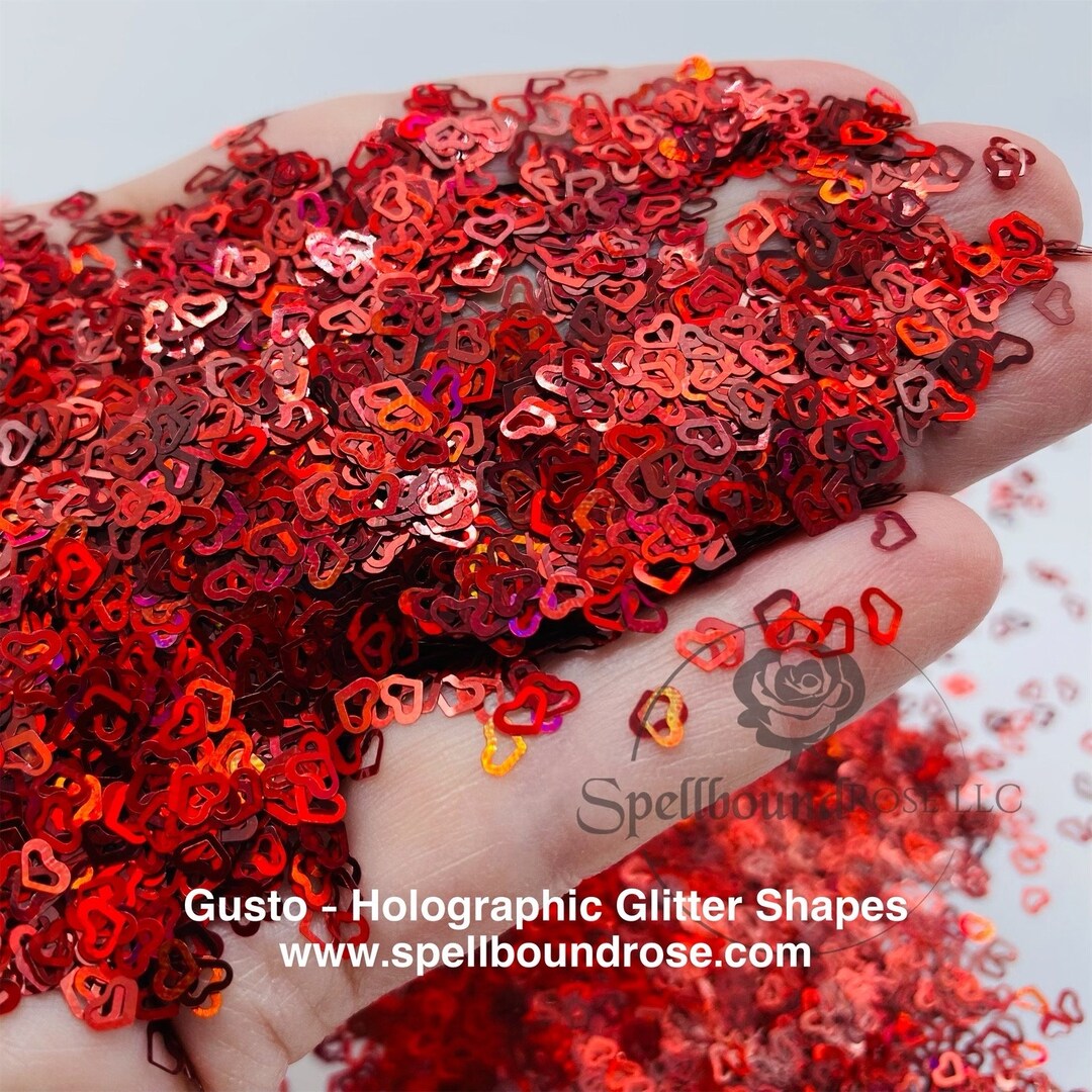 Red Holographic Heart Glitter, Red Heart Confetti, Hollow Heart Glitter ...