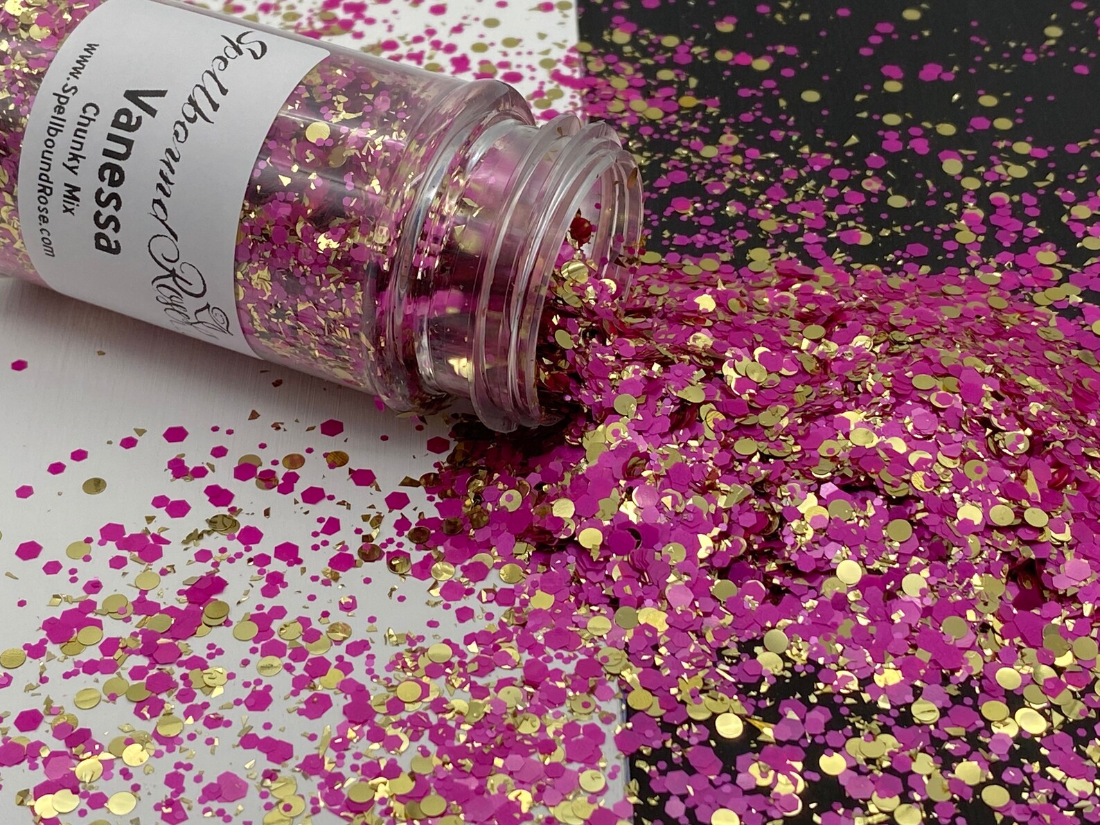 Vanessa Raspberry Pink and Champagne Chunky Glitter - Etsy