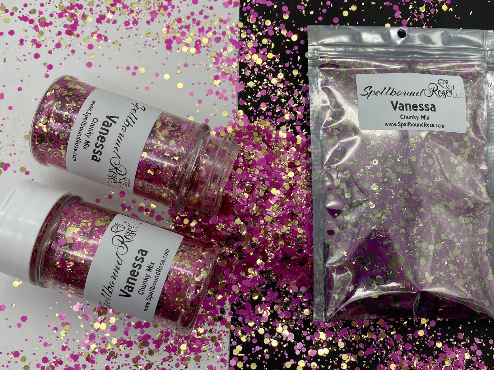 Vanessa Raspberry Pink and Champagne Chunky Glitter - Etsy