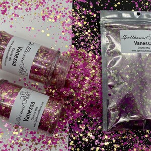 Vanessa || Raspberry Pink and Champagne Chunky Glitter, Polyester Pink ...
