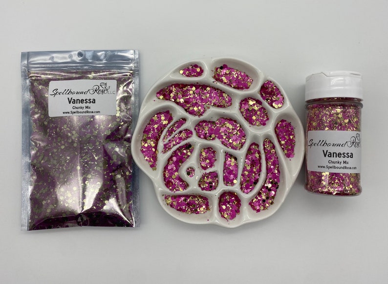 Vanessa Raspberry Pink and Champagne Chunky Glitter - Etsy