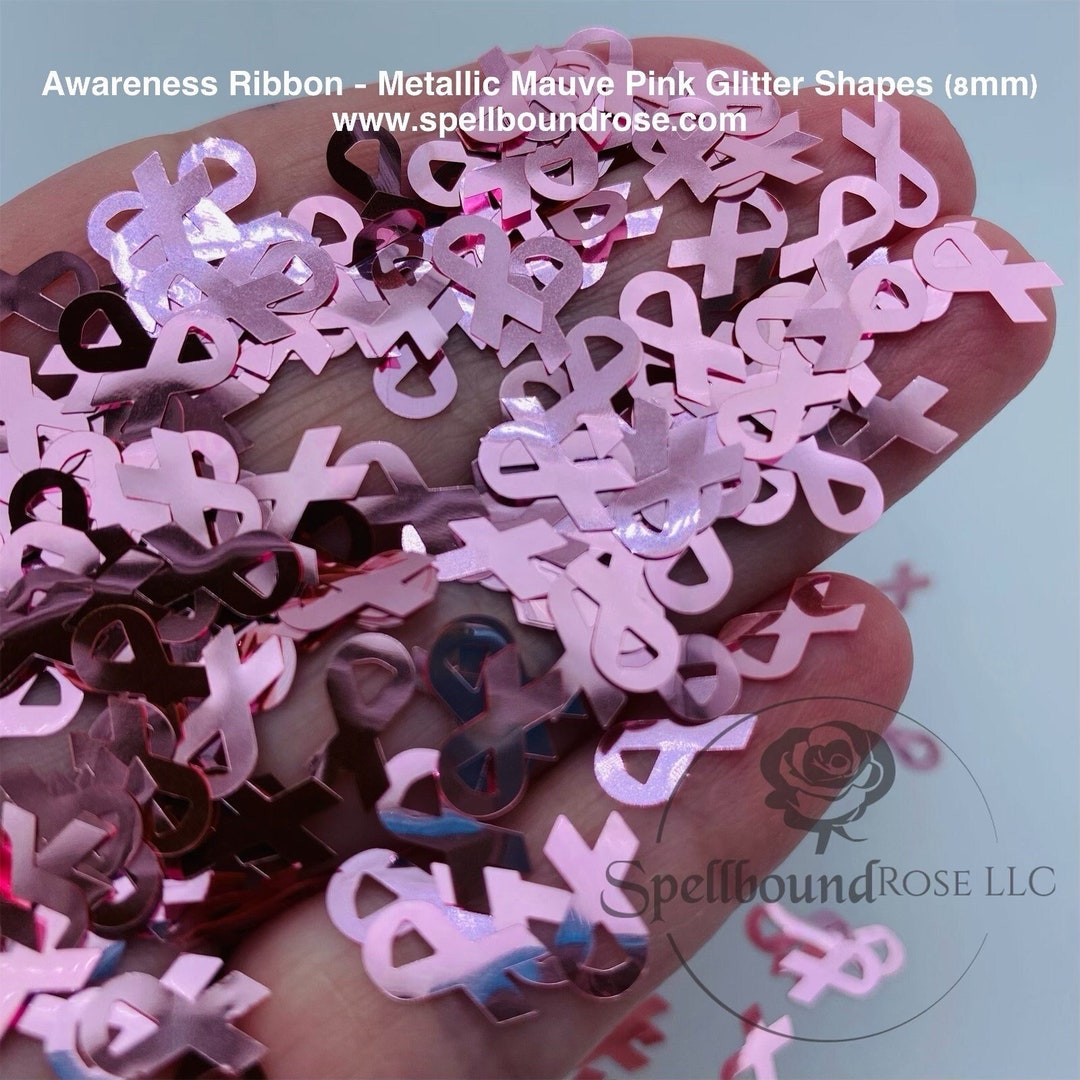 Mauve Pink Awareness Ribbon Glitter, Metallic Pink Ribbon, Ribbon ...