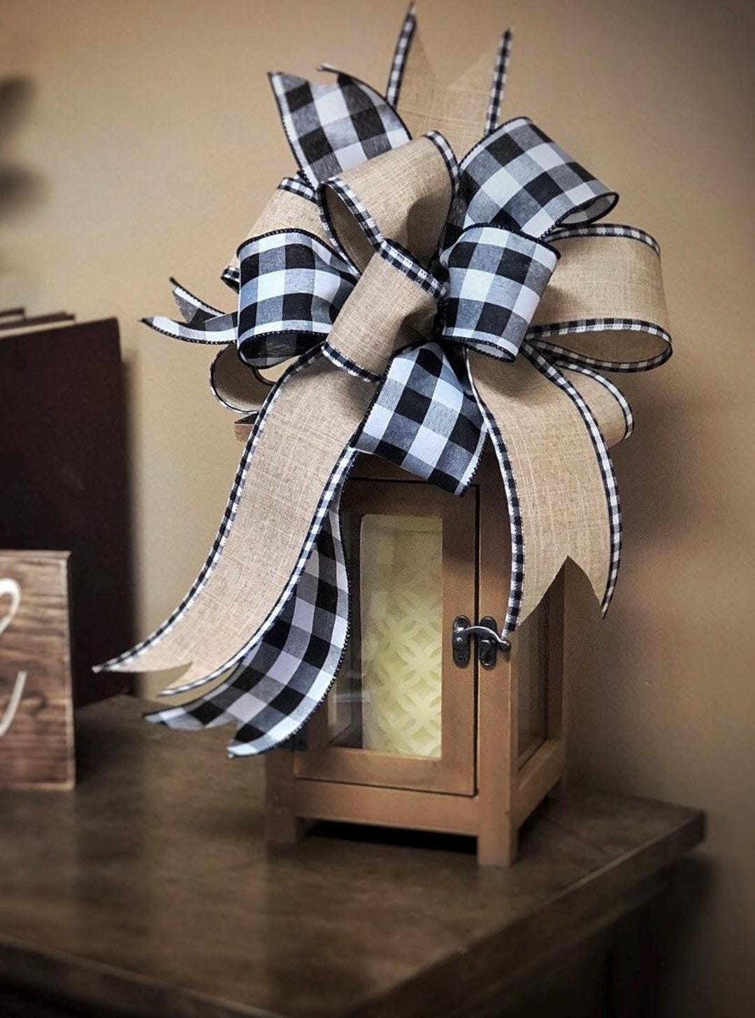 Wreath Bow, Rustic Decor, Rustic Wedding, Black and White Check ...
