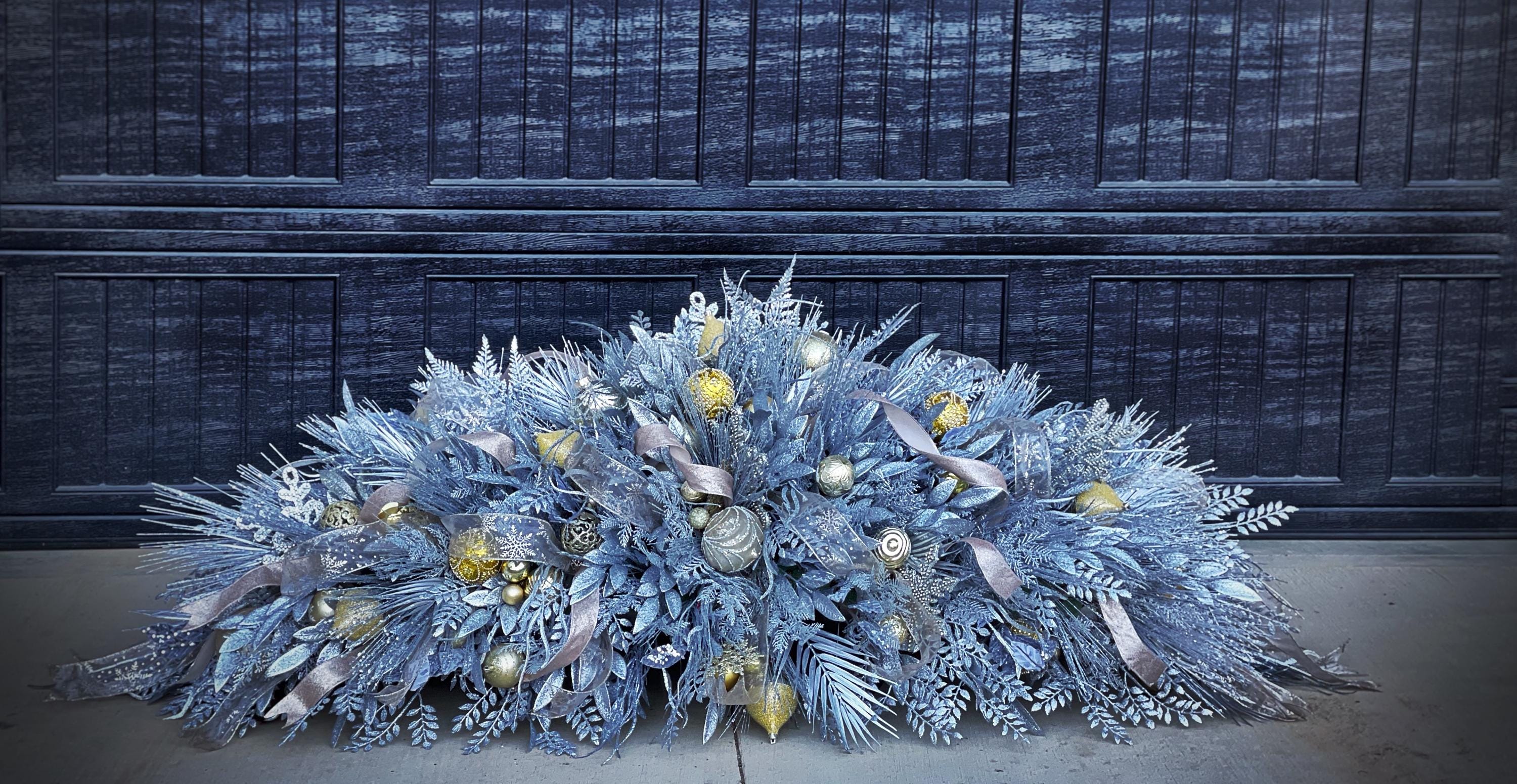 Christmas Cemetery Flowers, Winter Grave Decoration, Headstone Saddle ...