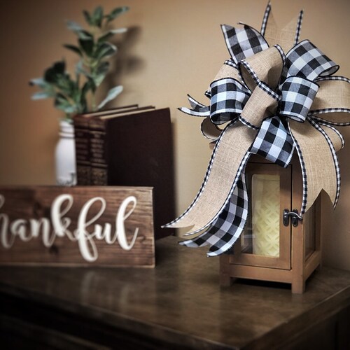 Lantern Bow Farmhouse Decor Buffalo Check Wreath Bow Etsy