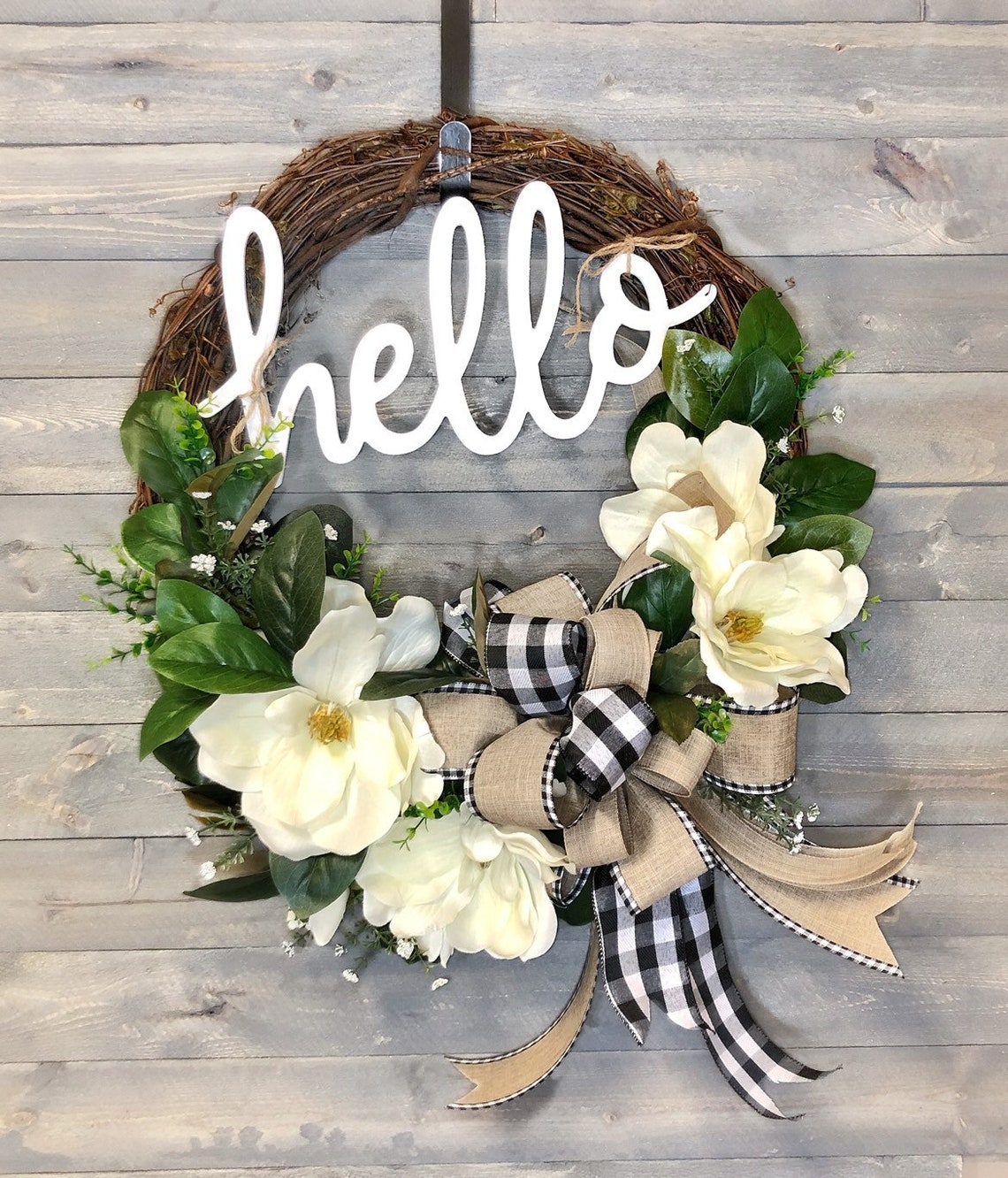 Magnolia Wreath for Spring Front Door Spring Wreaths | Etsy