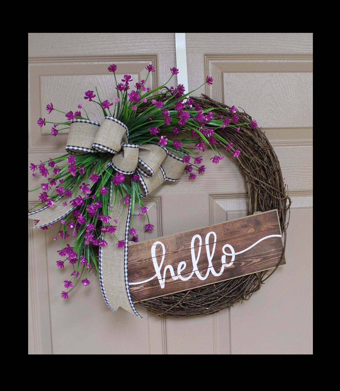 Spring Wreaths Front Door Wreath Hello Wreath Farmhouse | Etsy