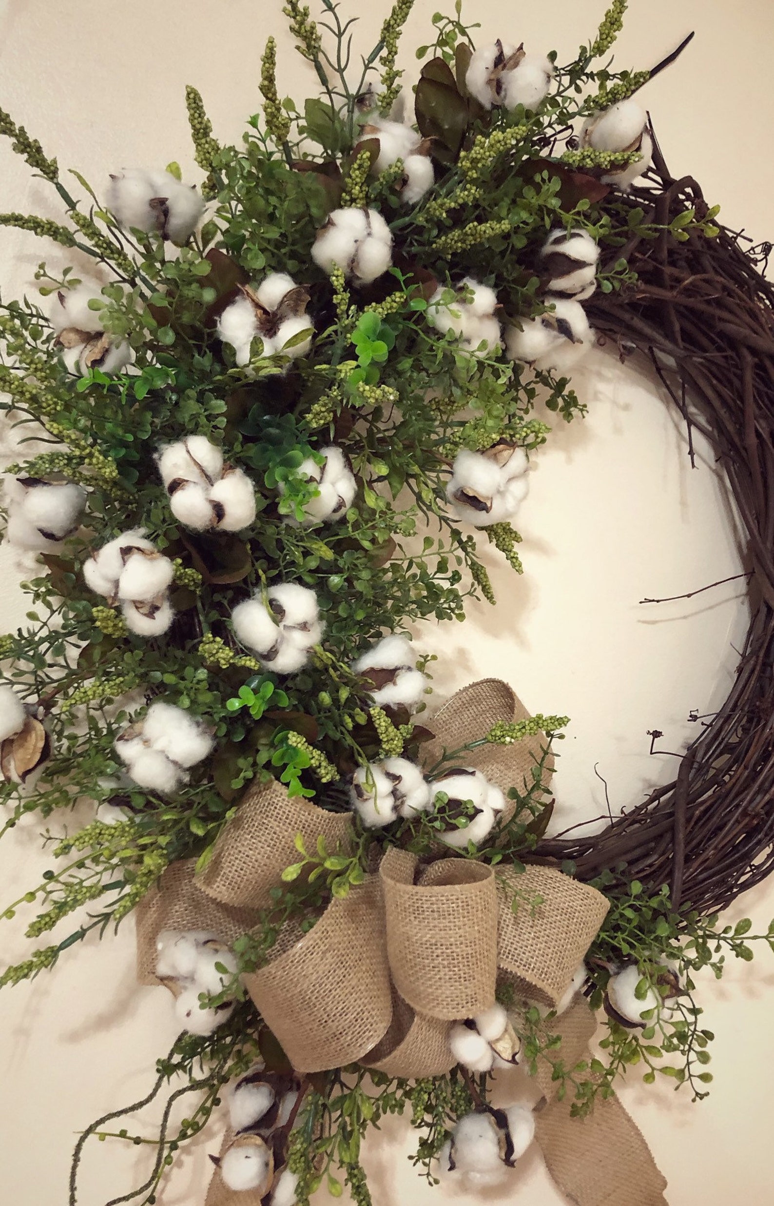 Cotton wreath Spring Farmhouse Decor Cotton Decor Cotton | Etsy