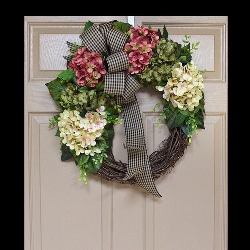 Hydrangea Spring Wreath for Front Door Summer Door Wreath | Etsy
