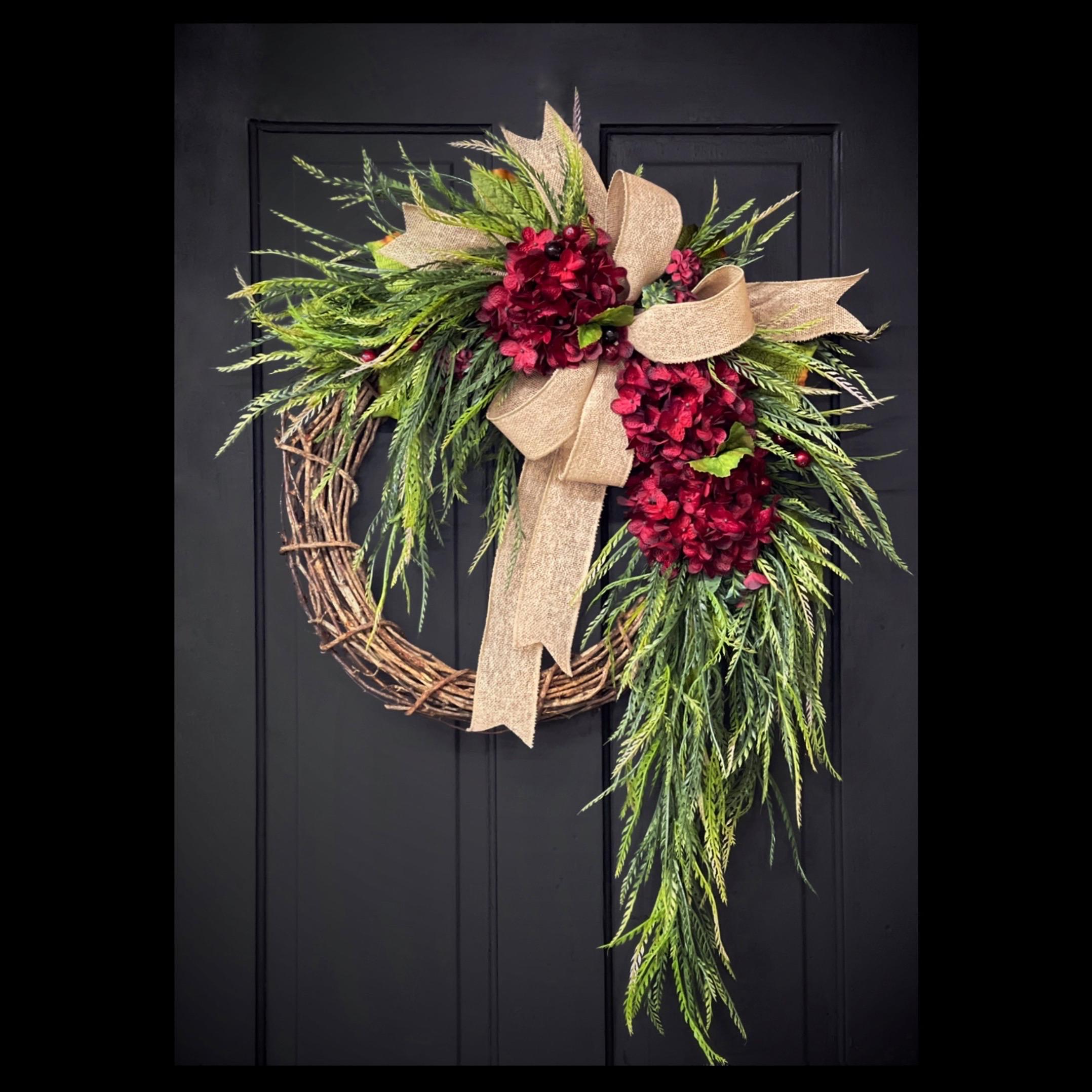 Bead Grass Wreath, Modern Wreath, Greenery Wreath, Hydrangea Wreaths ...