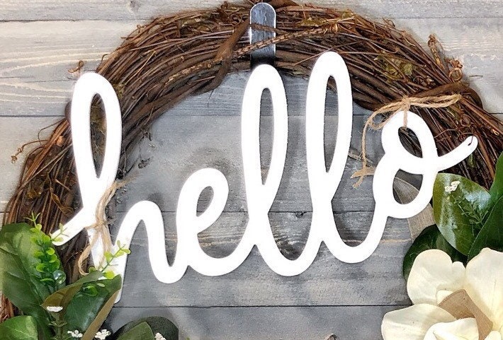 Summer Wreaths for Front Door Hello Sign Peony Wreath - Etsy