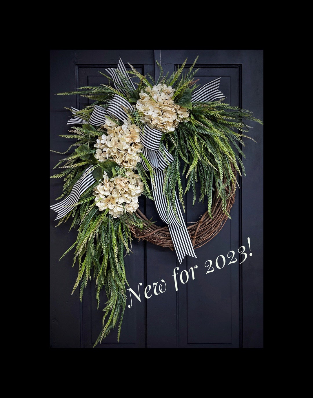 Year Round Wreath Everyday Wreaths Hydrangea Wreath Front - Etsy