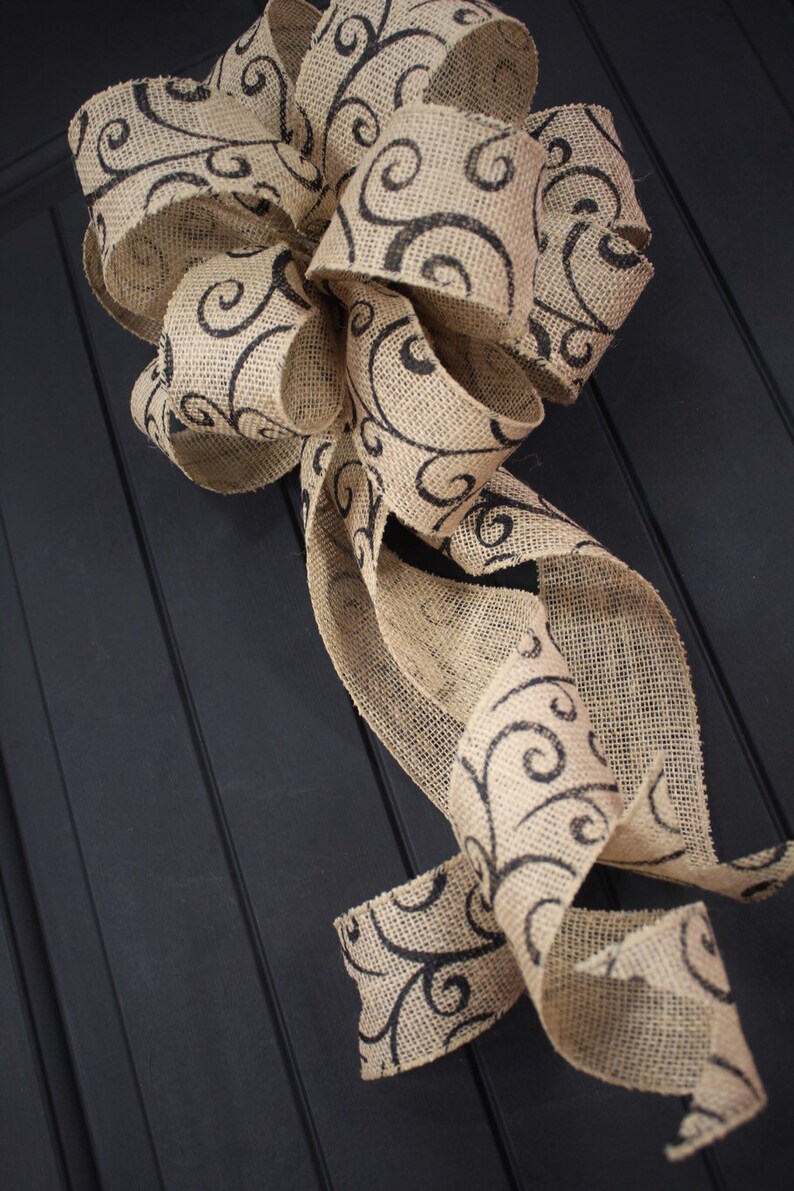 Wreath Bow, Rustic Decor, Rustic Wedding, Burlap Bow, Country Decor ...