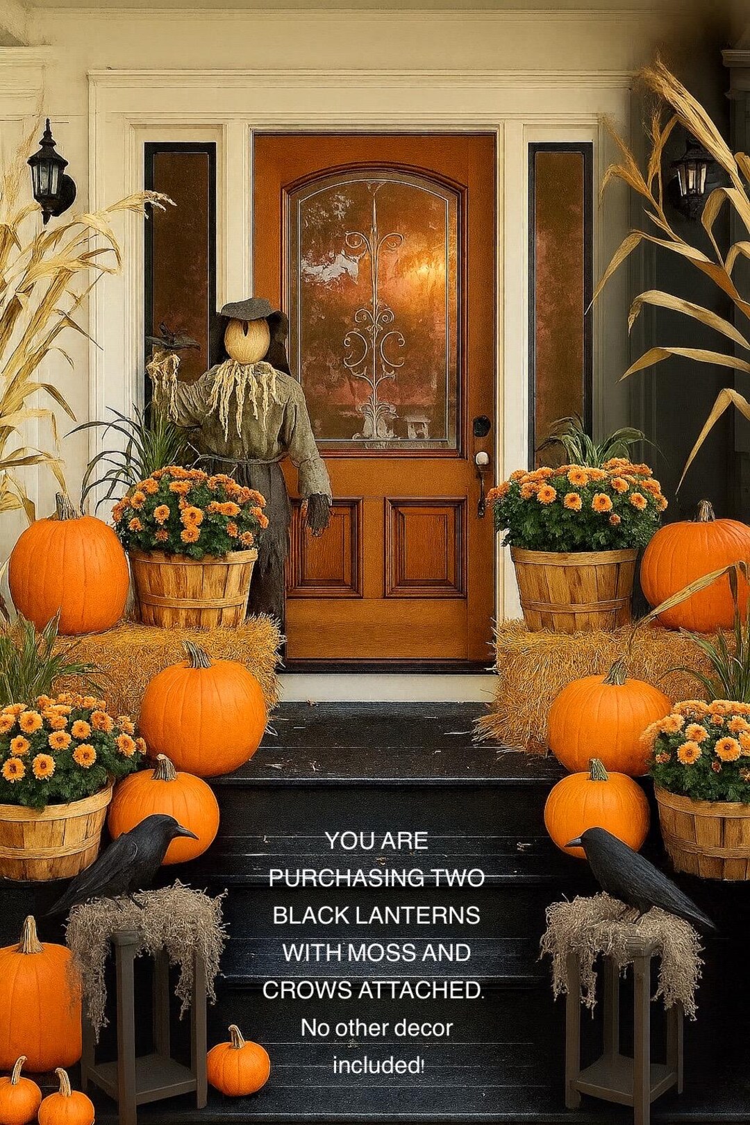 Fall Porch Decor With Crows, Lantern Swag, Crow Decoration, Raven Decor ...