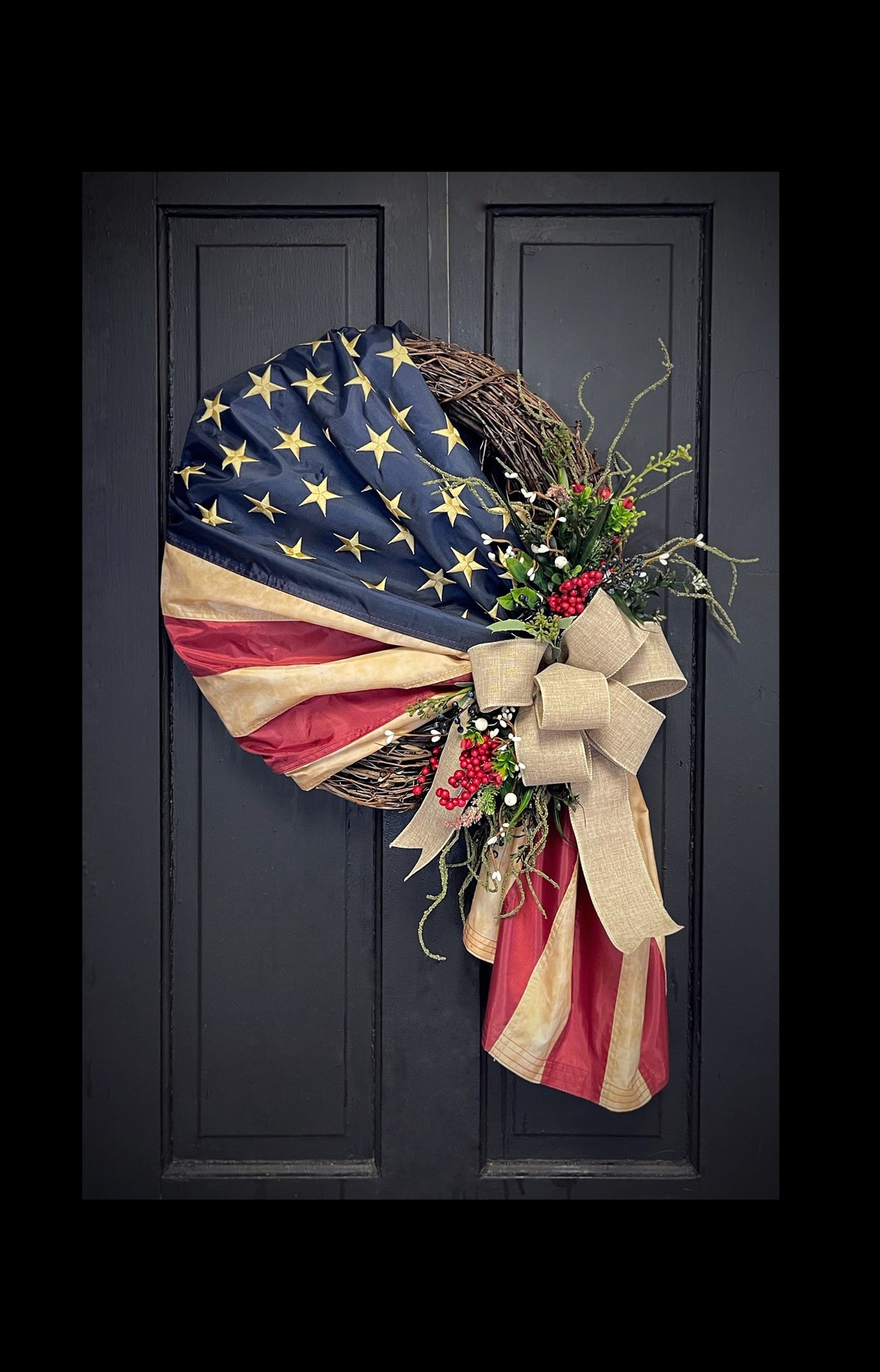 Flag Wreath Patriotic Home Decor Wreaths for Front Door | Etsy