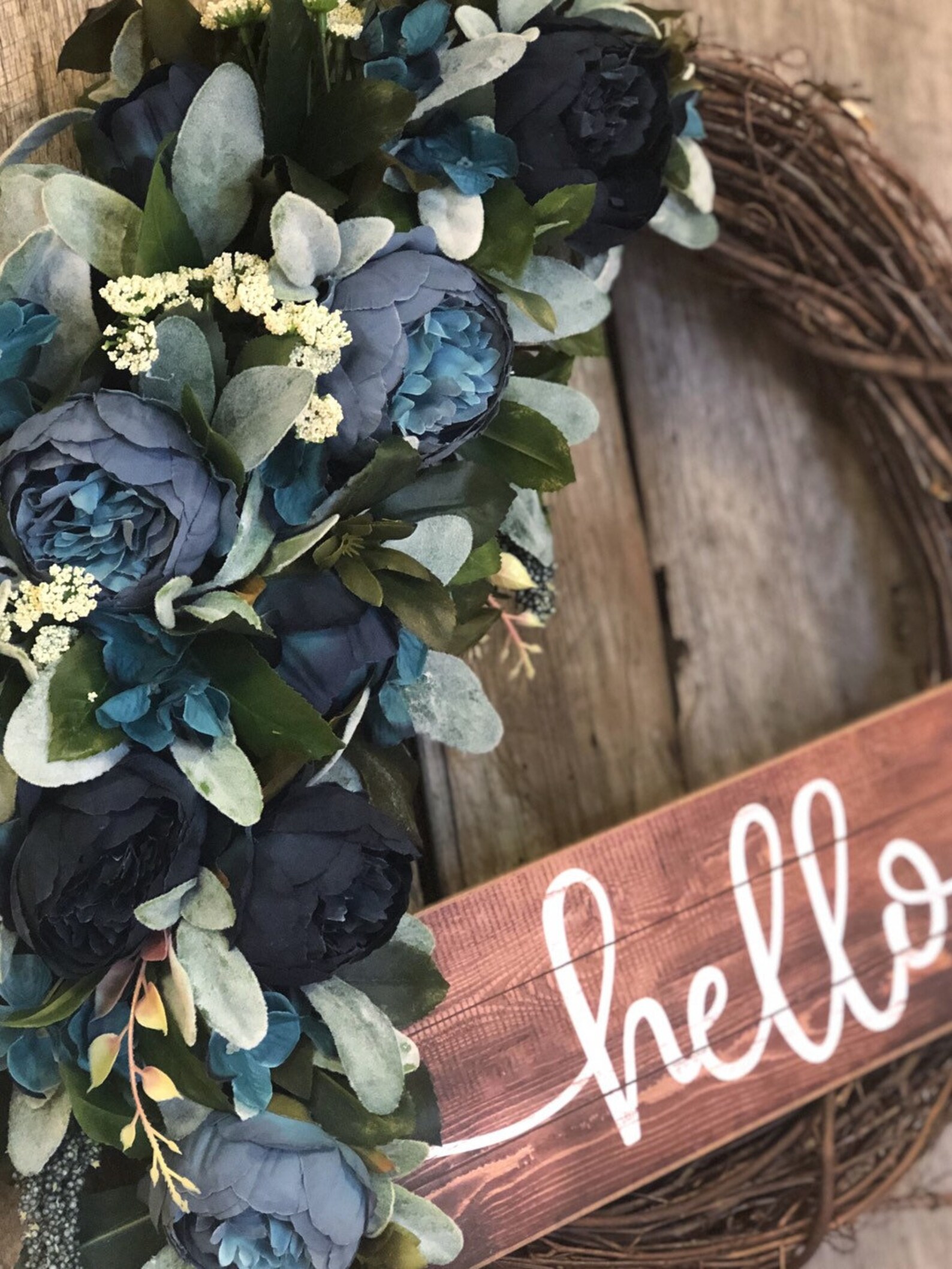 Fall Wreaths for Front Door, Autumn Wreath, Hello Sign, Peony Wreath ...