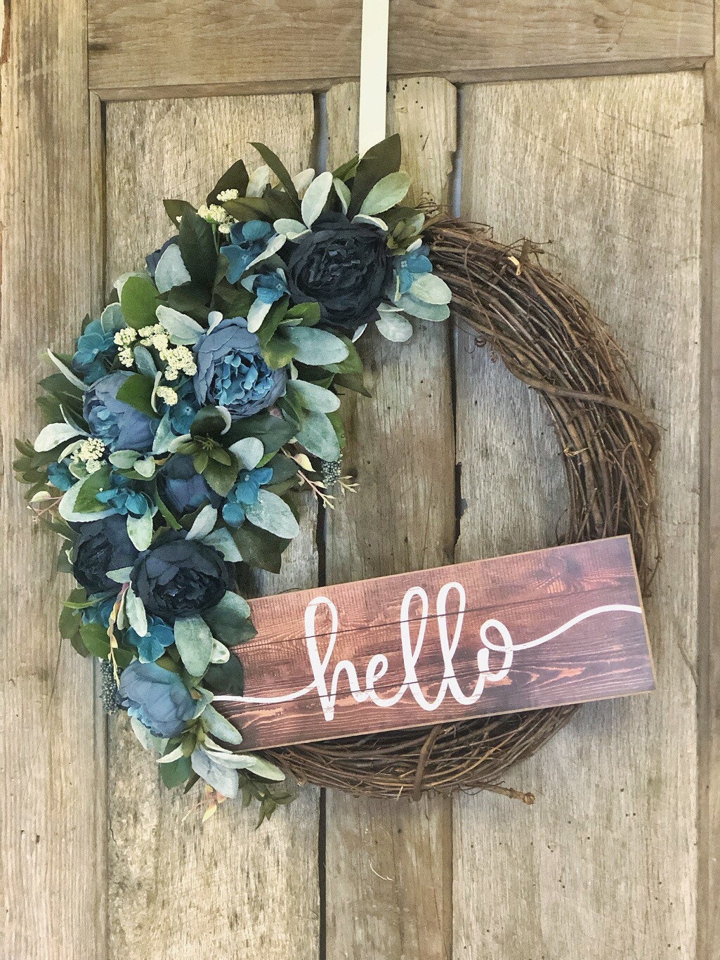 Fall Wreaths for Front Door, Autumn Wreath, Hello Sign, Peony Wreath ...