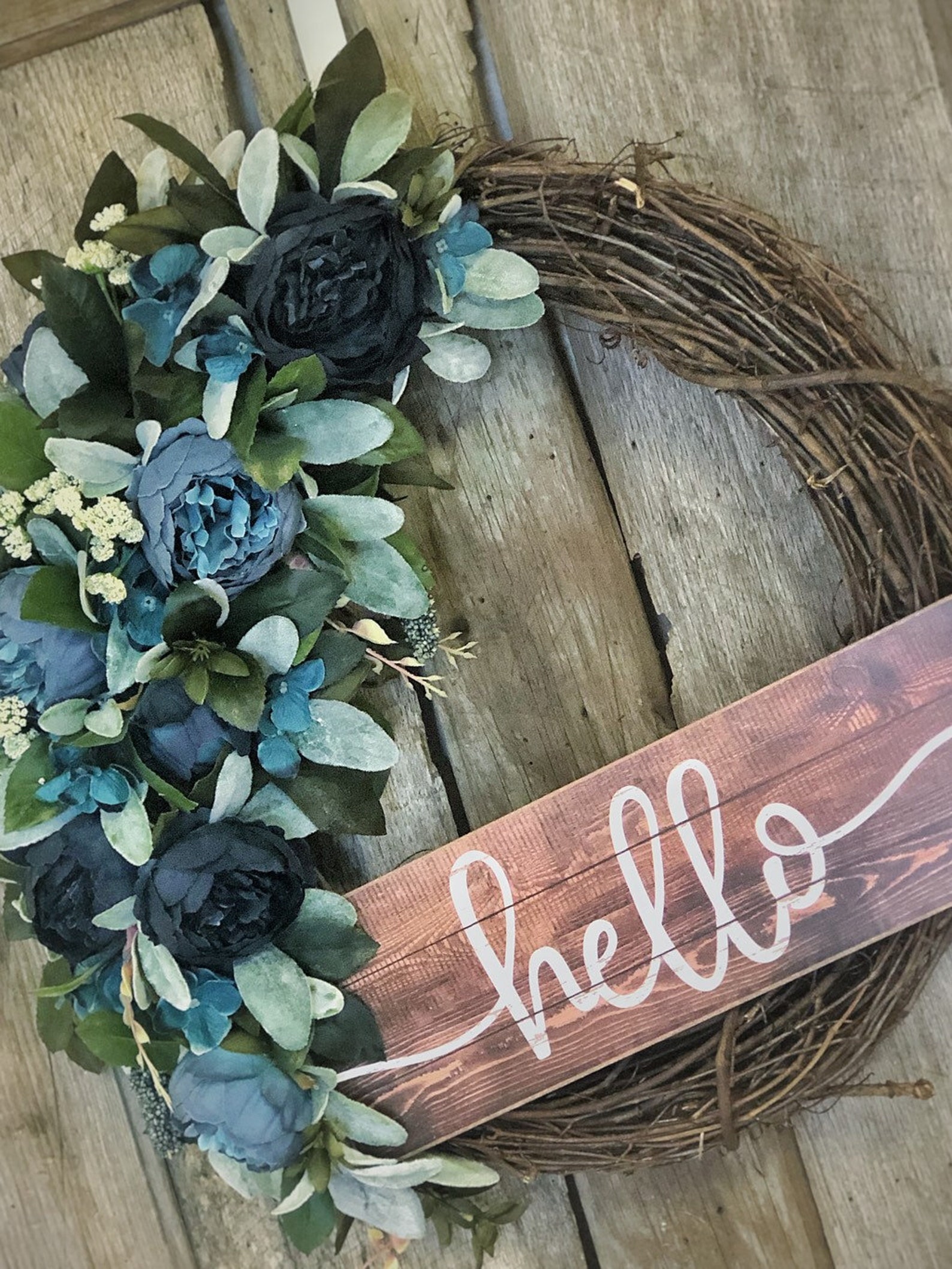 Fall Wreaths for Front Door, Autumn Wreath, Hello Sign, Peony Wreath ...