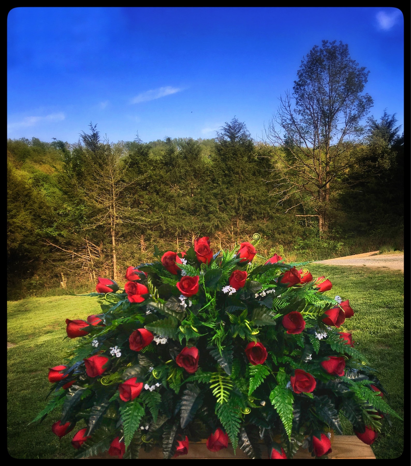 Headstone Saddle, Deluxe Cemetery Flowers, Grave Decorations, Cemetery ...
