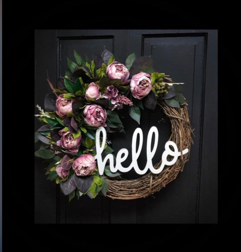 Fall Wreaths for Front Door, Autumn Wreath, Hello Sign, Peony Wreath ...