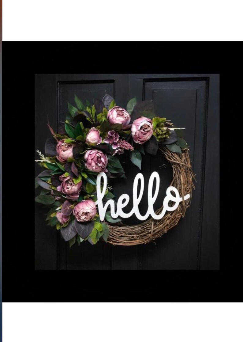 Fall Wreaths for Front Door, Autumn Wreath, Hello Sign, Peony Wreath ...