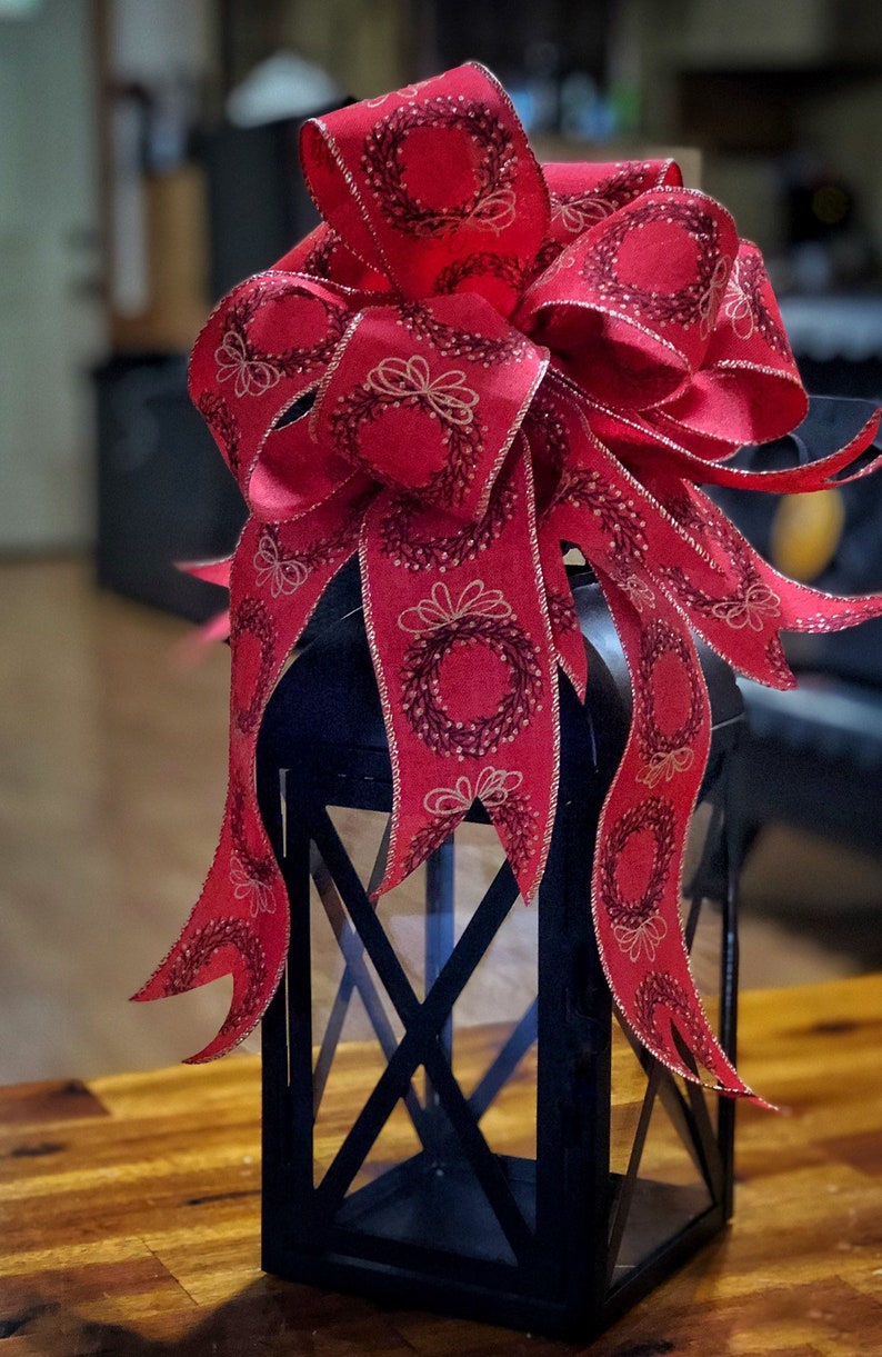Christmas Bows Wreath Bow Lantern Decor Red Christmas Bow Etsy