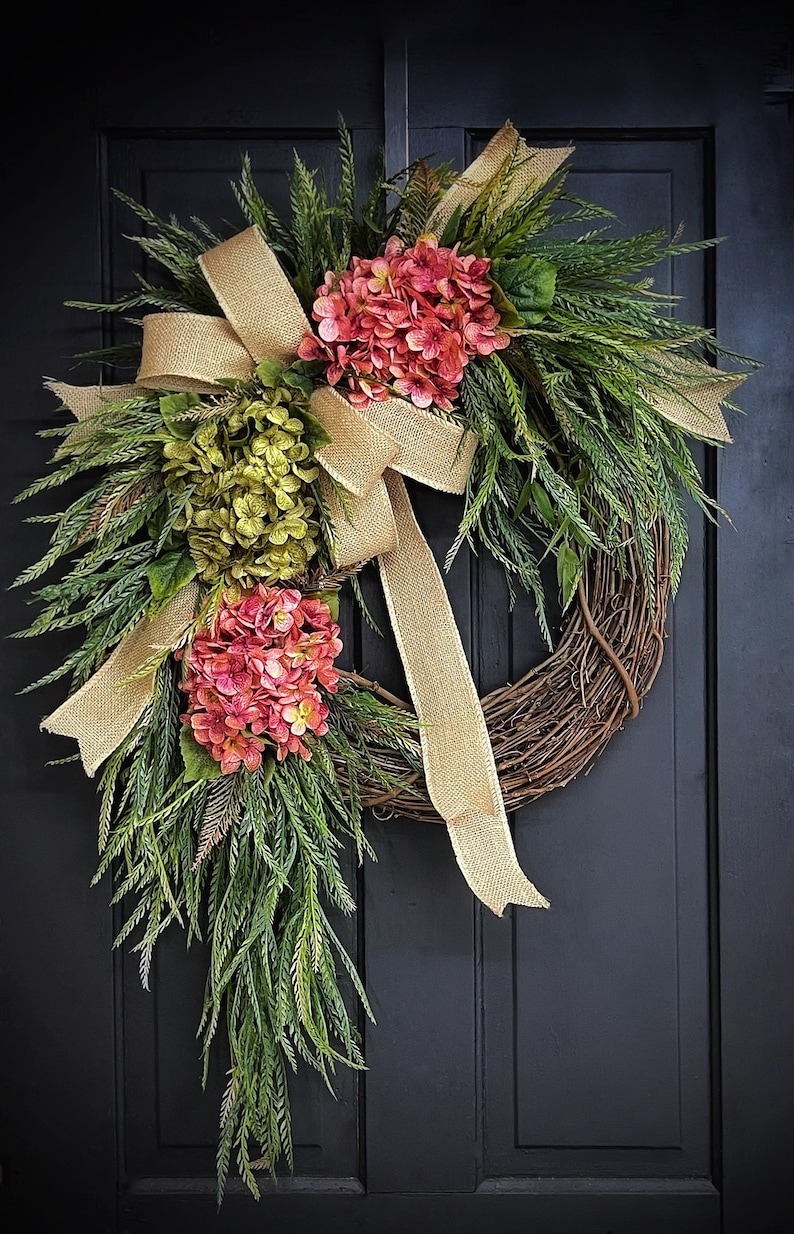 Year Round Wreath, Everyday Wreaths, Hydrangea Wreath, Front Door Wreaths, Farmhouse Decor ...