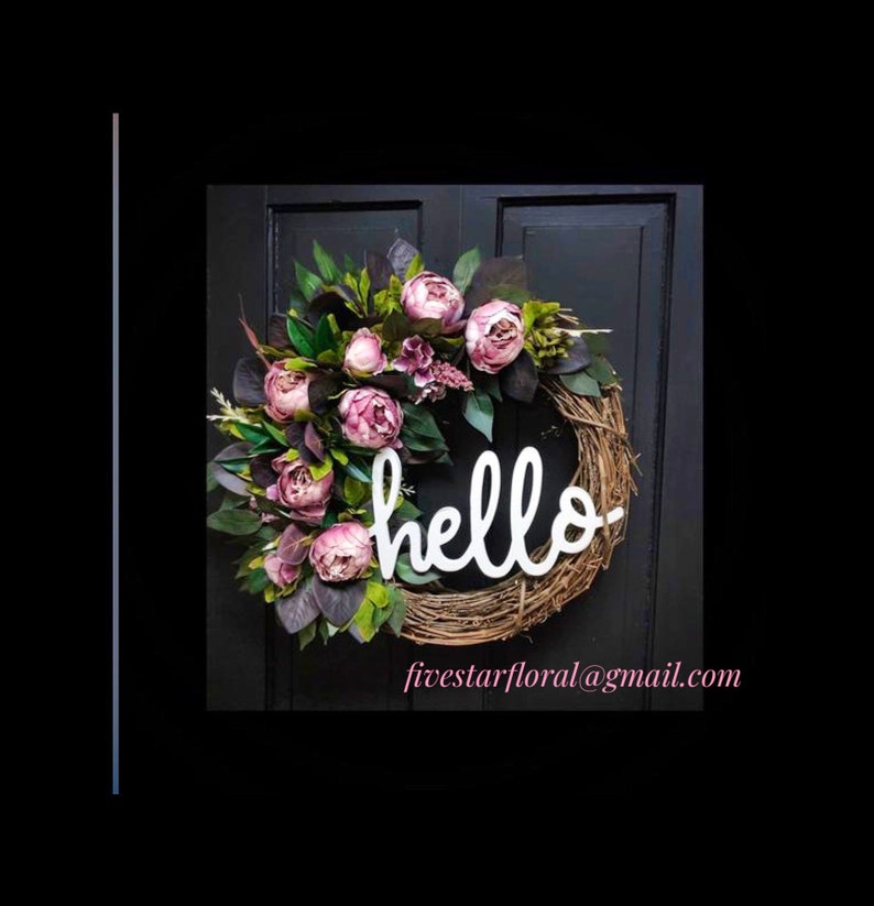 Fall Wreaths for Front Door, Autumn Wreath, Hello Sign, Peony Wreath ...