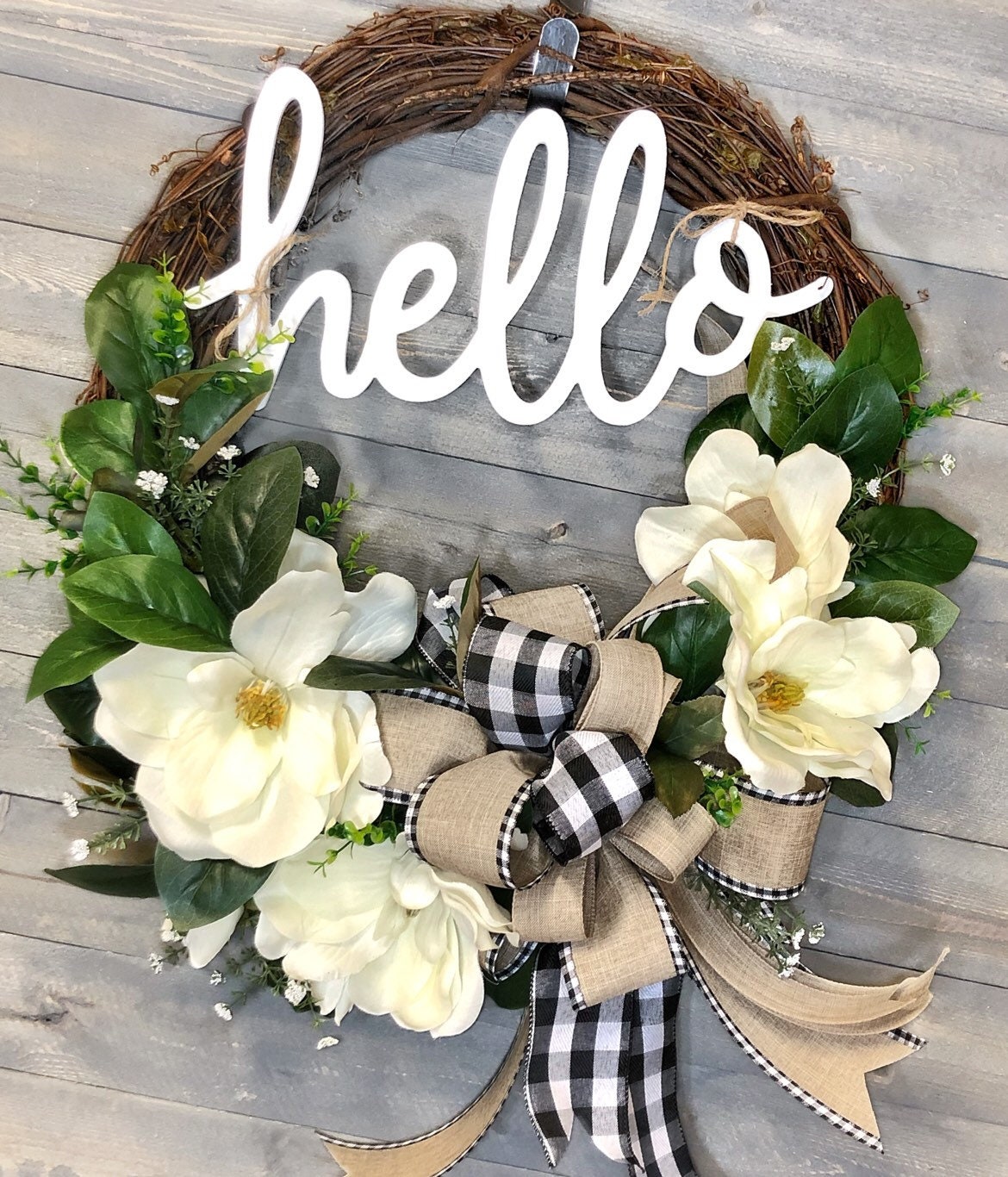 Magnolia Wreath for Spring Front Door Spring Wreaths - Etsy