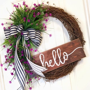 Spring Wreaths, Front Door Wreath, Hello Wreath, Farmhouse Wreath ...