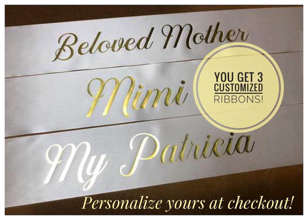 Funeral Ribbon, Memorial, for Cemetery Flowers, Personalized Sash ...